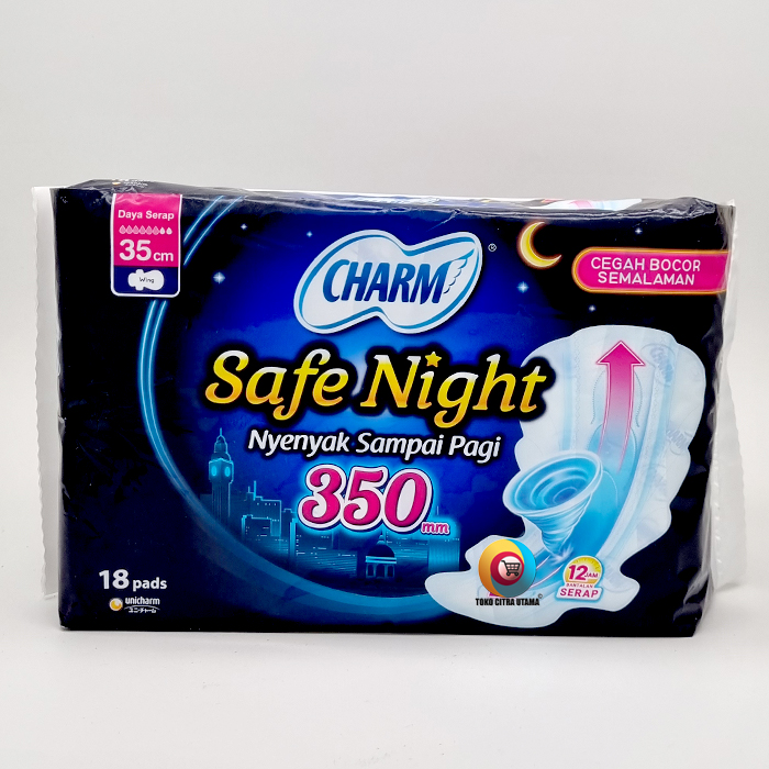 Charm Pembalut Safe Night 35 cm Isi 18 Pcs – AGEN SEMBAKO GROSIR ...